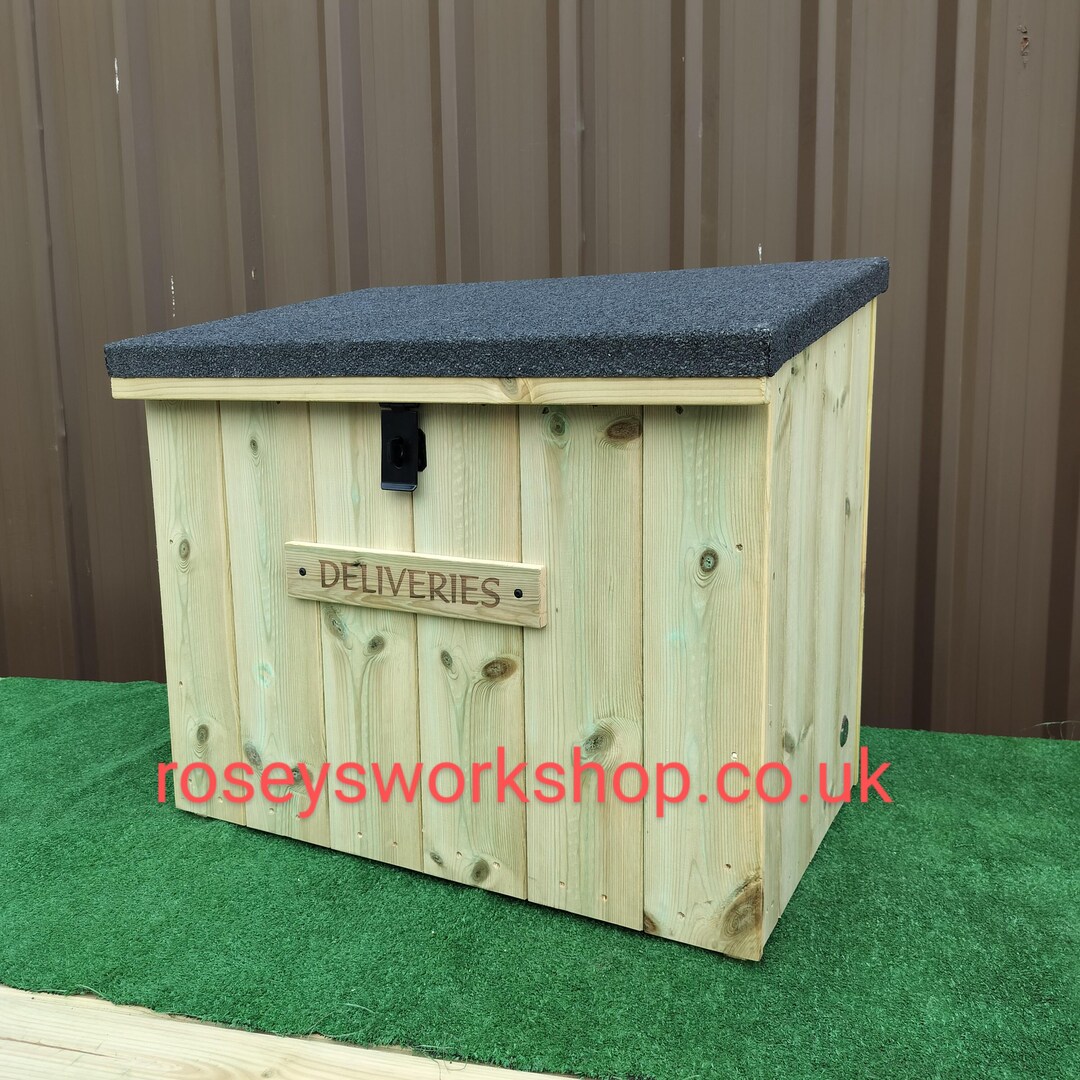 Personalised Large Doorstep Wood Parcel Box. Porch Parcel Storage Box ...
