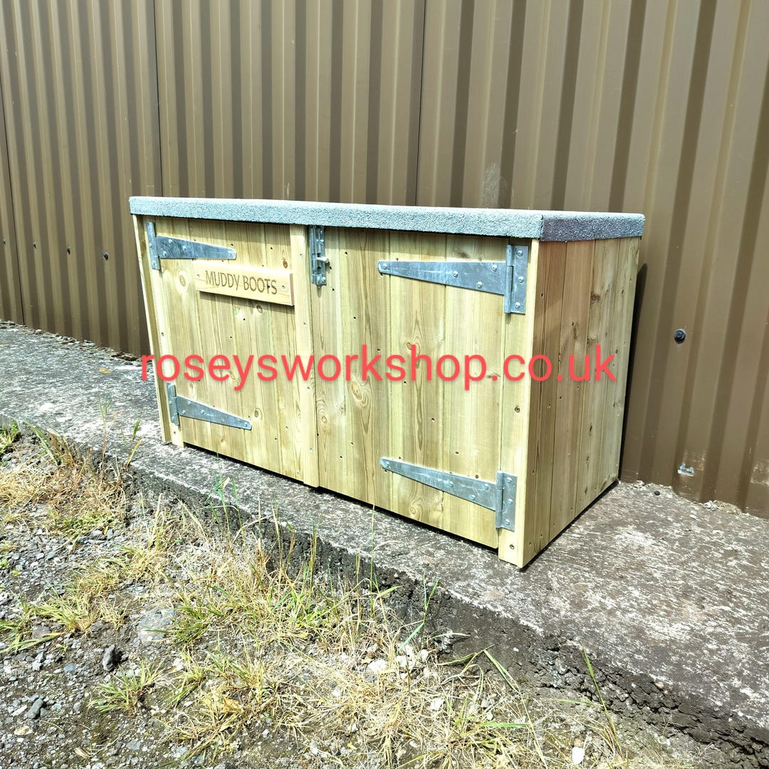 Outdoor Wide Doorstep Wooden Boots, Welly Storage Box, Muddy Boots ...