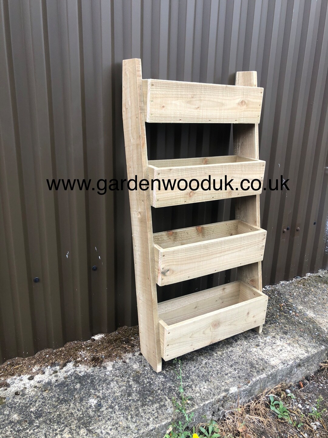Rustic Wooden 4 Tiered Garden Herb Planter 600mm Wide. Freestanding ...