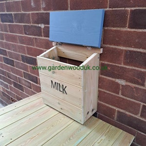 Wall Mounted Wood Milk Box for 2litre/4pt PLASTIC BOTTLES. Porch Milk ...