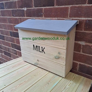 Wall Mounted Wood Milk Box for 2litre/4pt PLASTIC BOTTLES. Porch Milk ...