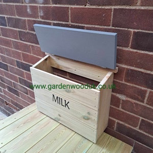 Wall Mounted Wood Milk Box for 2litre/4pt PLASTIC BOTTLES. Porch Milk ...