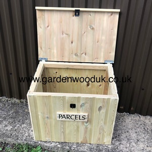 Large Doorstep Wood Parcel Box. Porch Parcel Storage Box. Handmade ...