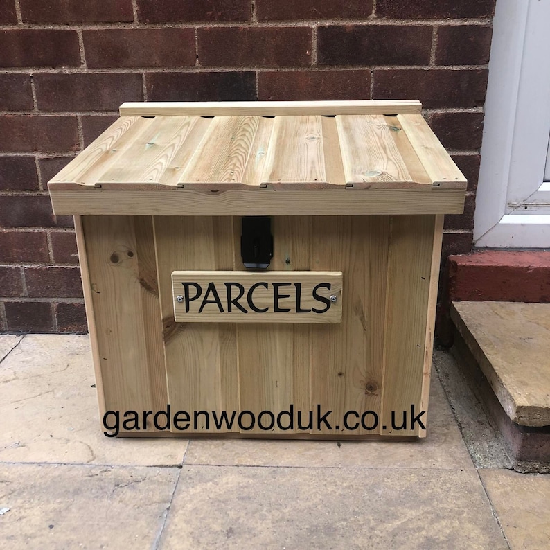 Doorstep Wood Parcel Box. Porch Parcel Storage Box. Handmade - Etsy UK