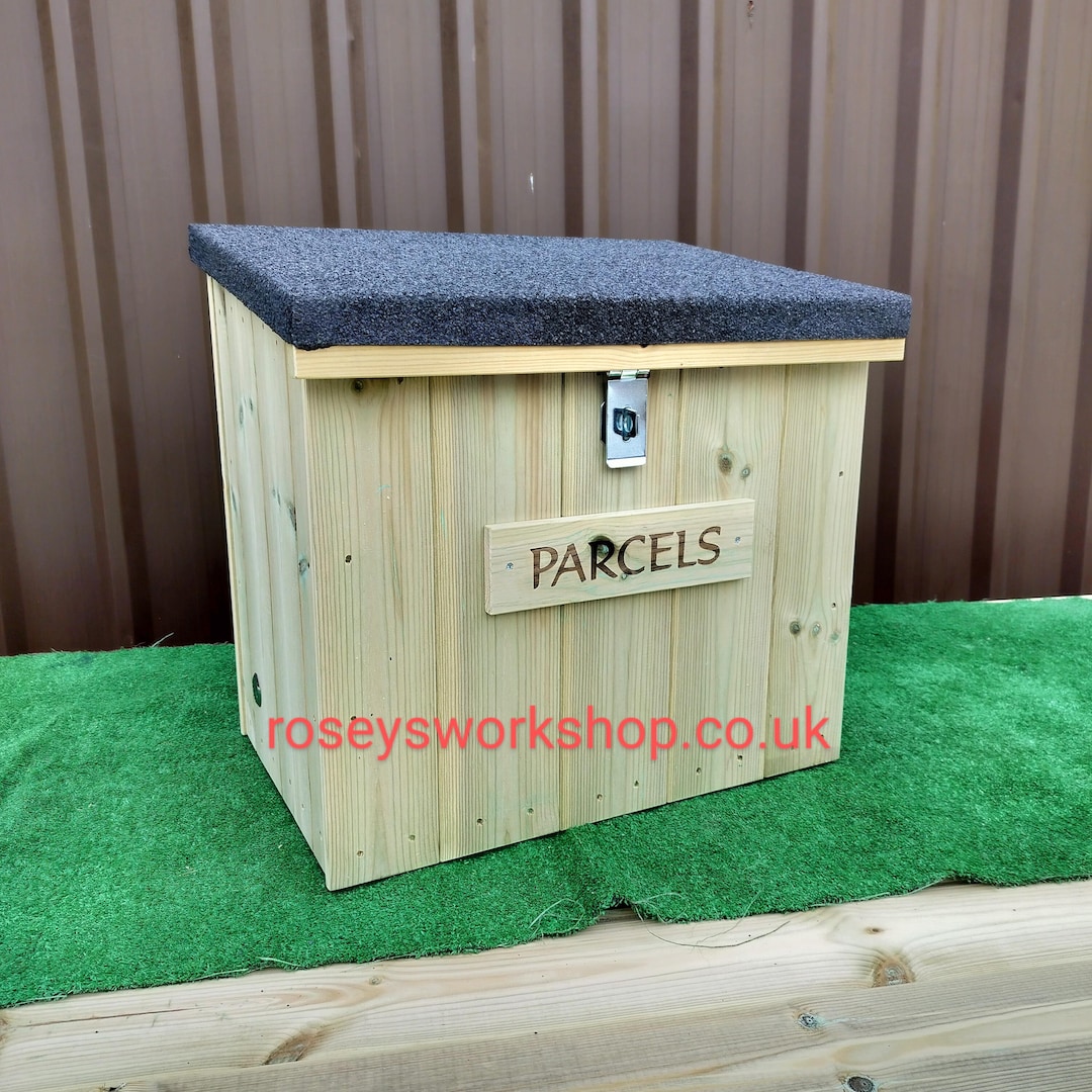 Personalised Doorstep Wood Parcel Box. Porch Parcel Storage Box ...