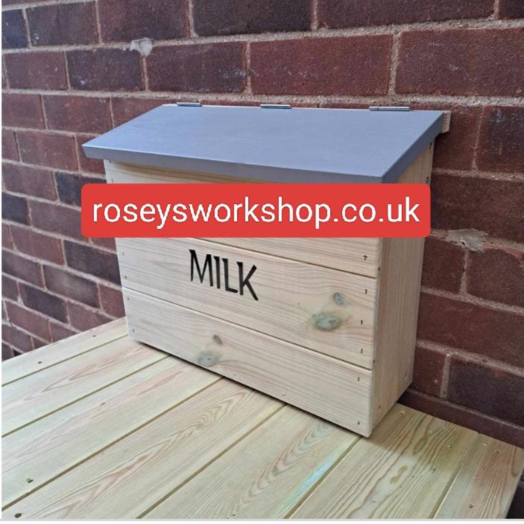 Wall Mounted Wood Milk Box for 2litre/4pt PLASTIC BOTTLES. Porch Milk ...