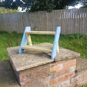 Handmade Wooden Garden Flower Pot Ladder Stand. 2 Tier Step Ladder ...