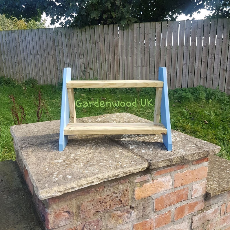 Handmade Wooden Garden Flower Pot Ladder Stand. 2 Tier Step | Etsy