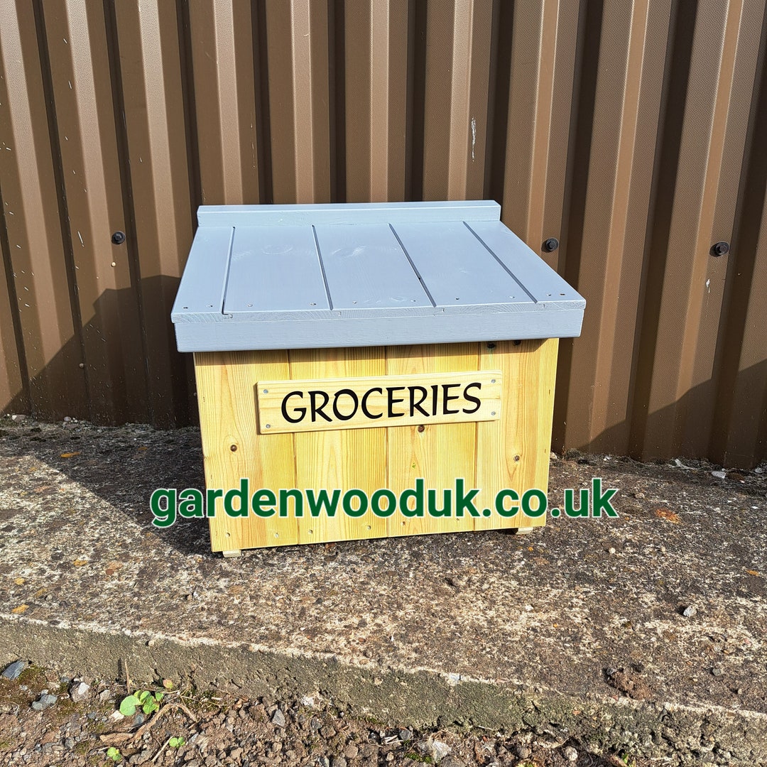 Doorstep Wooden Groceries Box. Wood Grocery Box. Grocery Crate. Porch ...