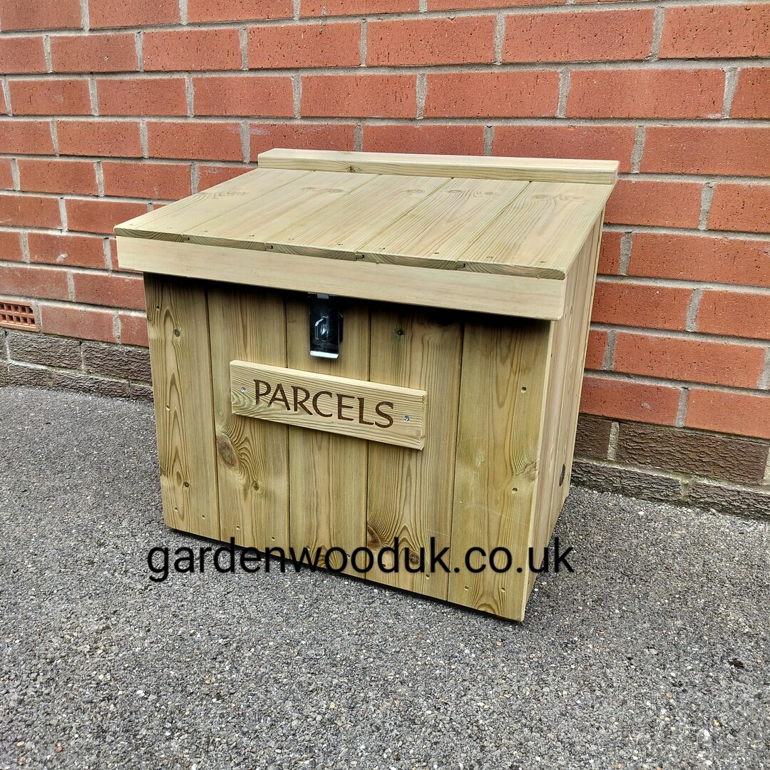 Doorstep Wood Parcel Box. Porch Parcel Storage Box. Handmade Wooden ...