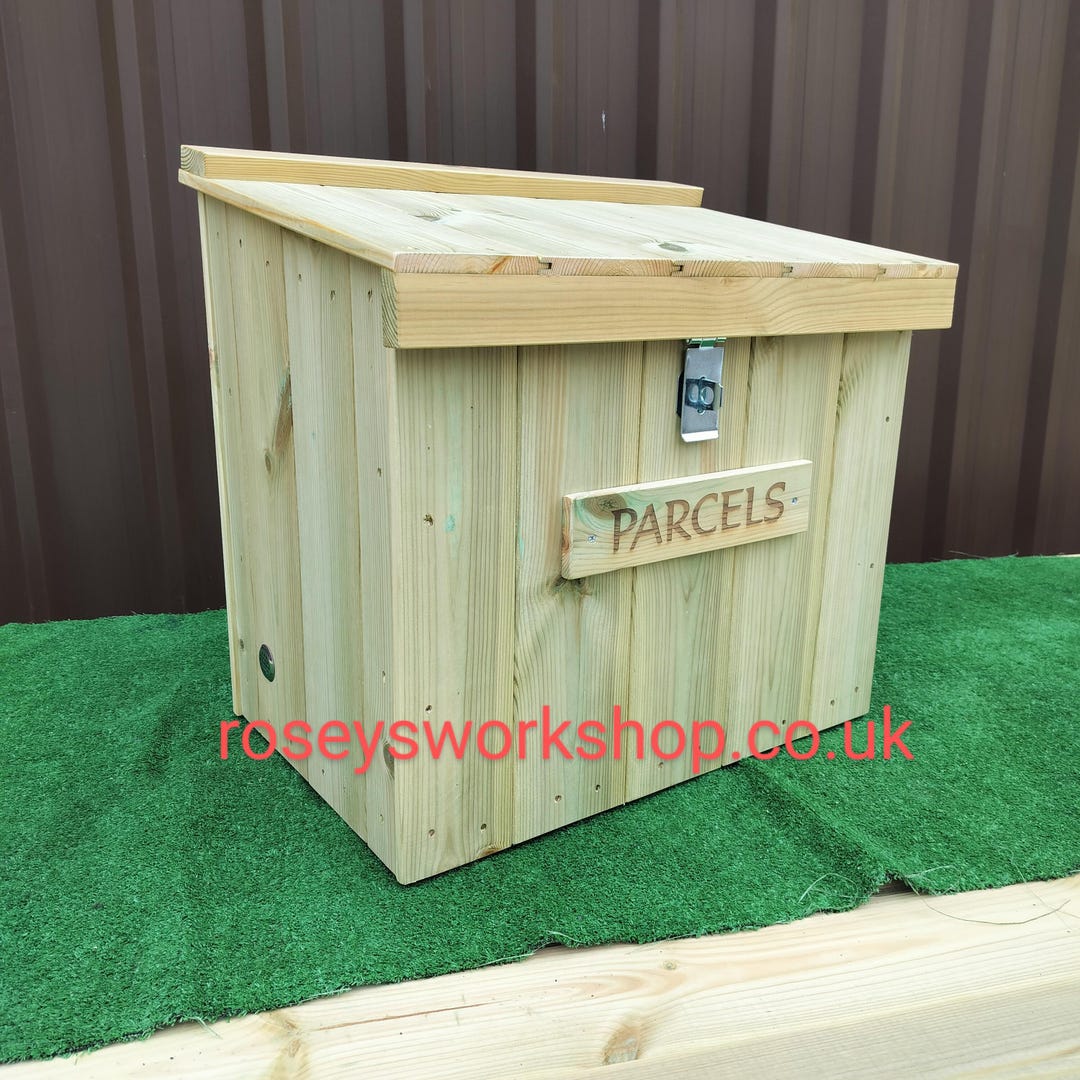 Doorstep Wood Parcel Box. Porch Parcel Storage Box. Handmade Wooden ...