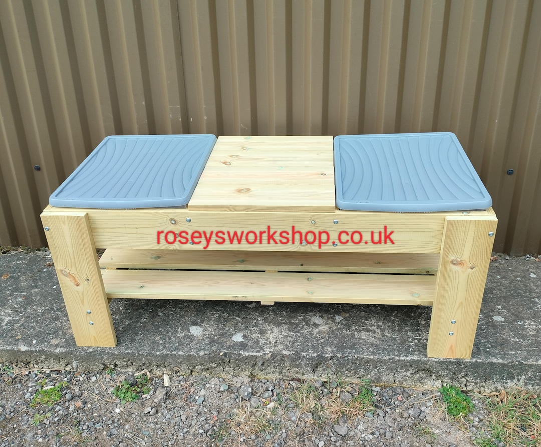 Large Wooden Sand and Water Table. Double Box With Centre Work Bench ...