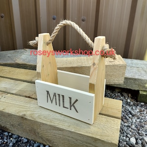 Handmade Wooden Rustic Milk Caddy. Storage Caddy. Milk Bottle Carrier ...