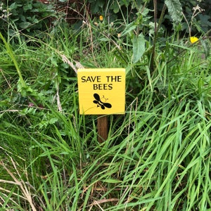 Bee Garden Sign. Save the Bees Sign. Wooden Hanging Sign. Wooden Stake ...