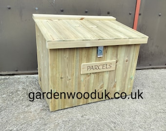 Doorstep Wood Parcel Box. Porch Parcel Storage Box. Handmade Wooden ...