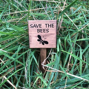 Bee Garden Sign. Save the Bees Sign. Wooden Hanging Sign. Wooden Stake ...