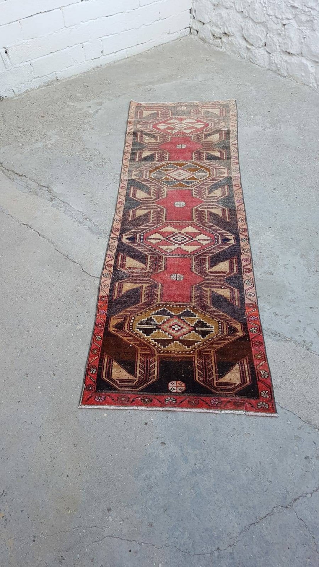 Rug Runner, Turkish Runner Rug, Vintage Hand Knotted Runner Rug, Oushak ...