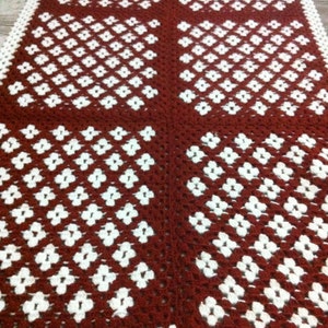 Hand-knitted,knit Wool Cream & Rose Lap Rug Throw Blanket 1'5'' X 2'7 ...