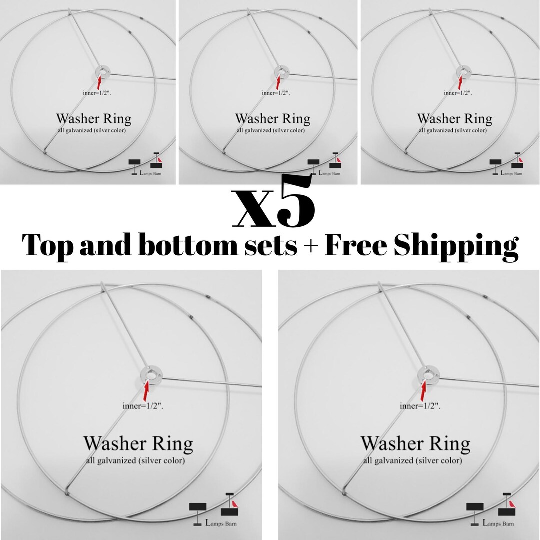 6" Top and Bottom Lampshade Ring Sets (pack of 5 Sets) / Washer Lamp ...