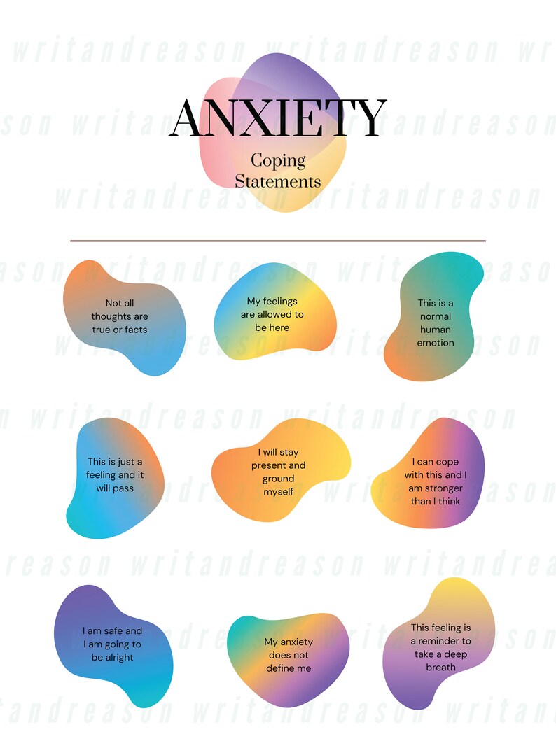 Anxiety Coping Statements | Mental Health Poster,mindfulness,therapy ...