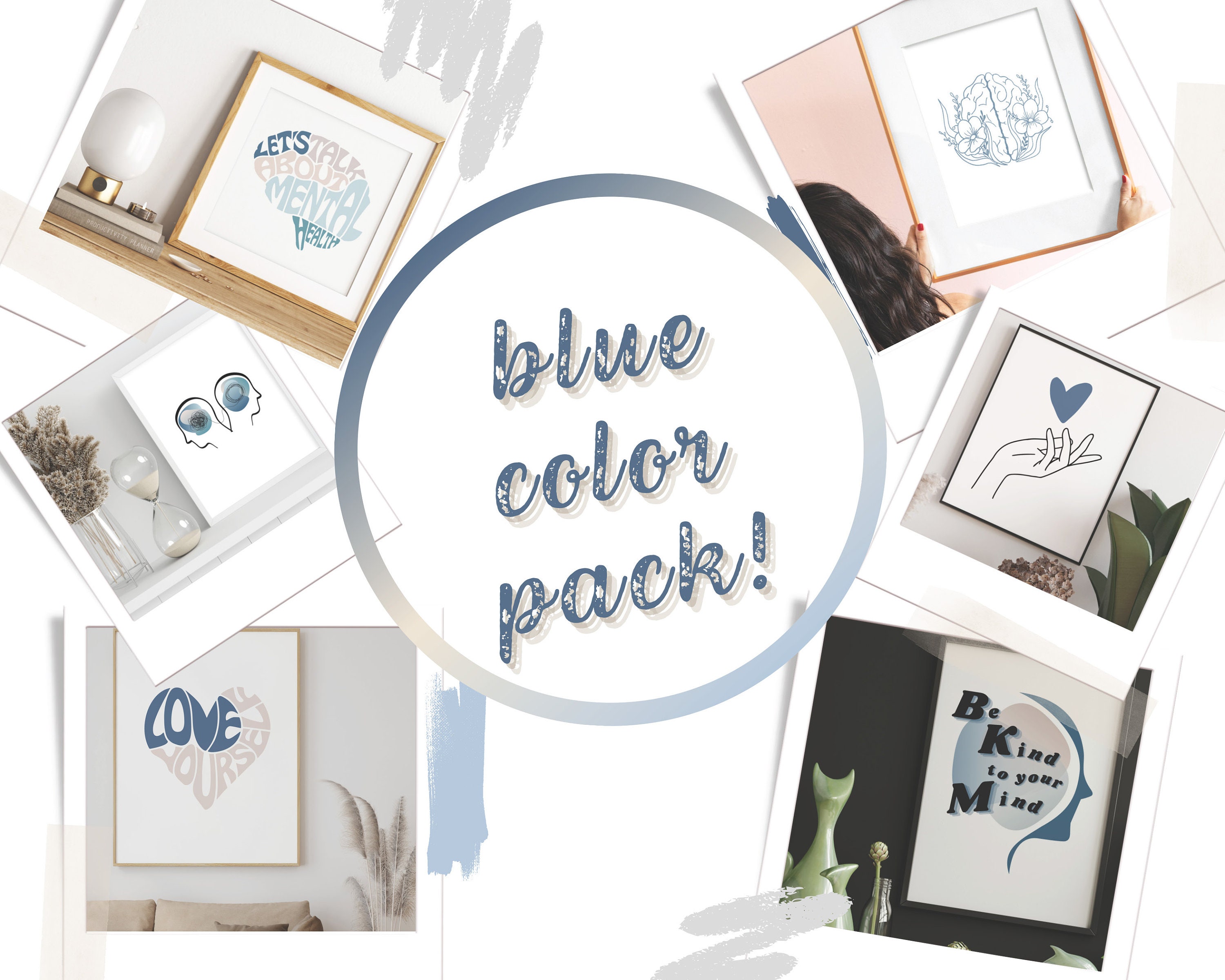 Blue Color Pack Mental Health, Mindfulness, Therapy Print, Personal ...