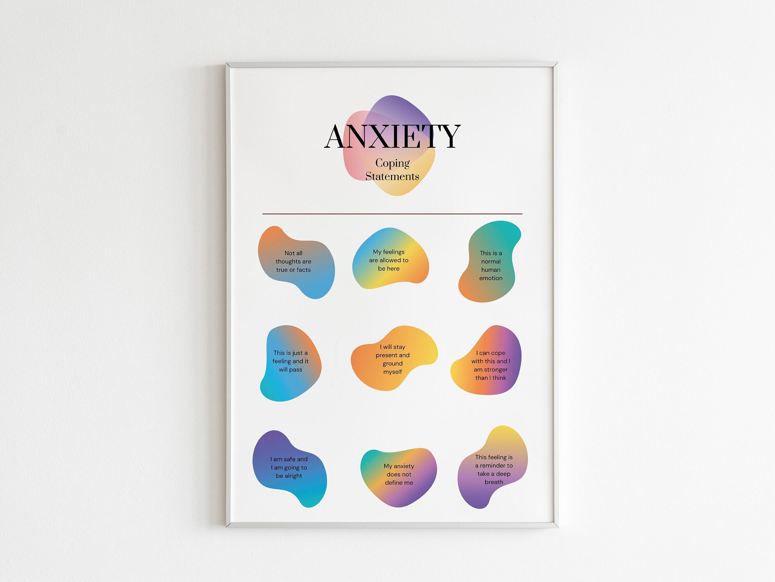 Anxiety Coping Statements Mental Health Poster,mindfulness,therapy ...