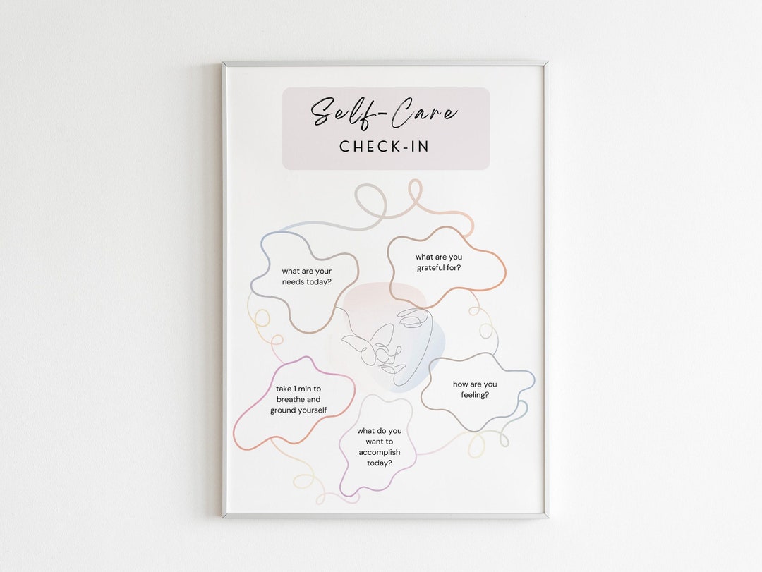 Self-care Check in | Mental Health, Mindfulness, Therapy Print, Office ...