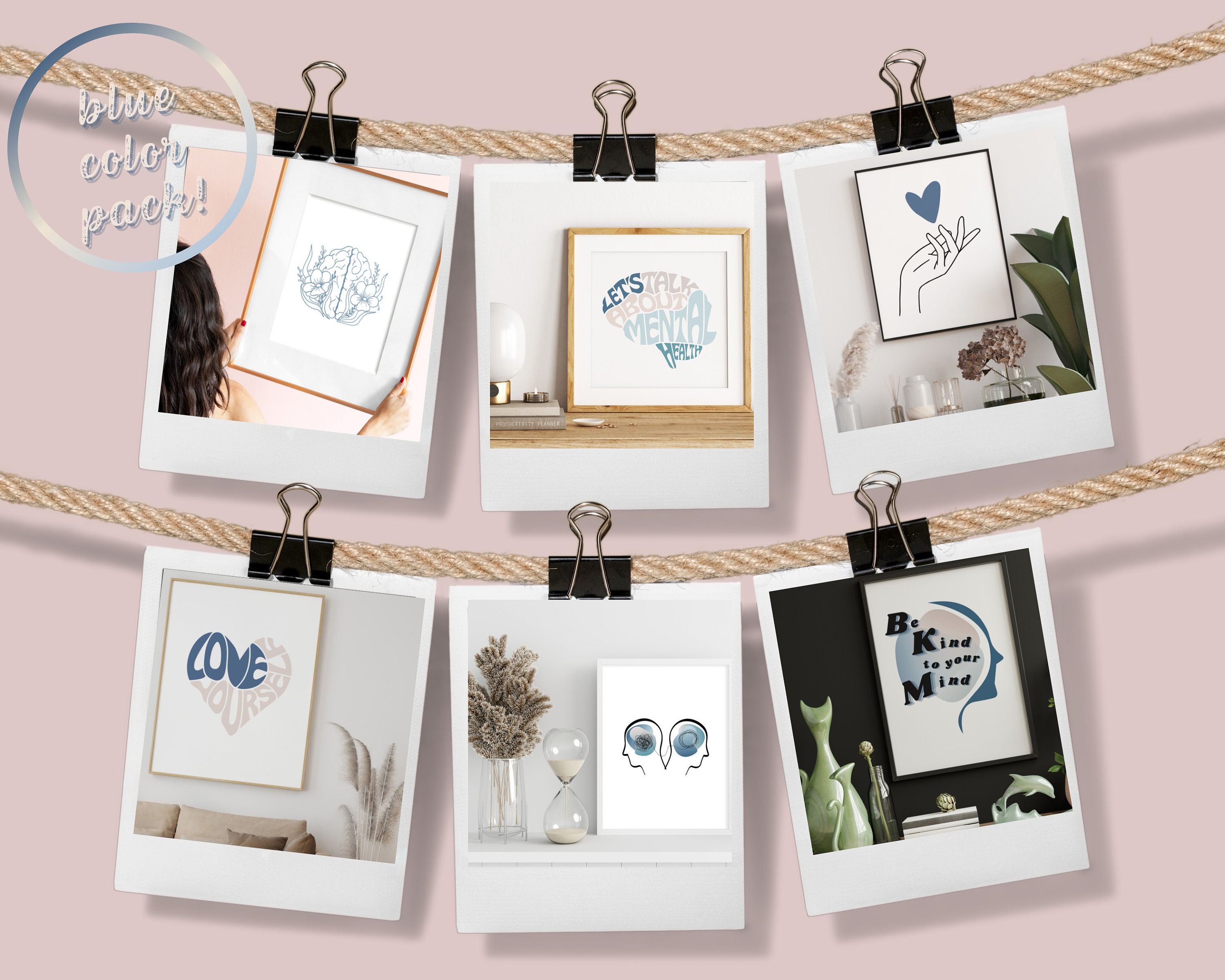 Blue Color Pack Mental Health, Mindfulness, Therapy Print, Personal ...