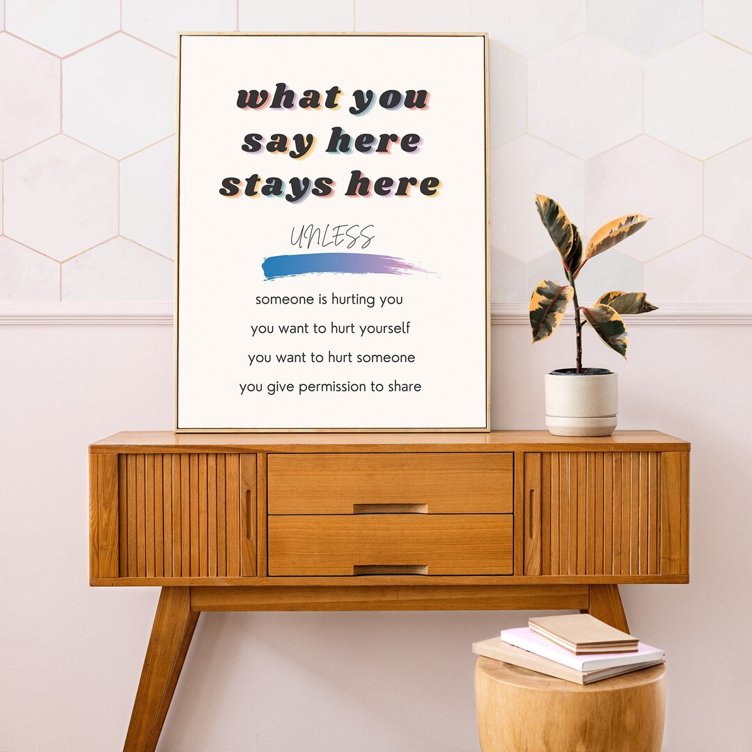 What You Say Here Stays Here | Confidentiality Sign, Mental Health ...