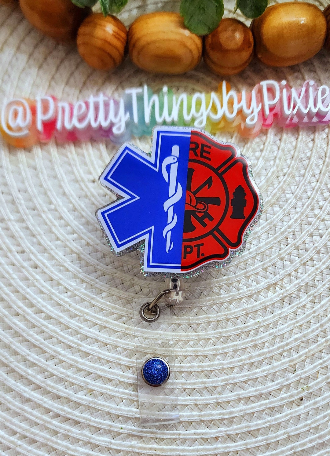 EMS Badge Reel/fire Paramedic Badge Reel/firefighter/paramedic/ems/id ...