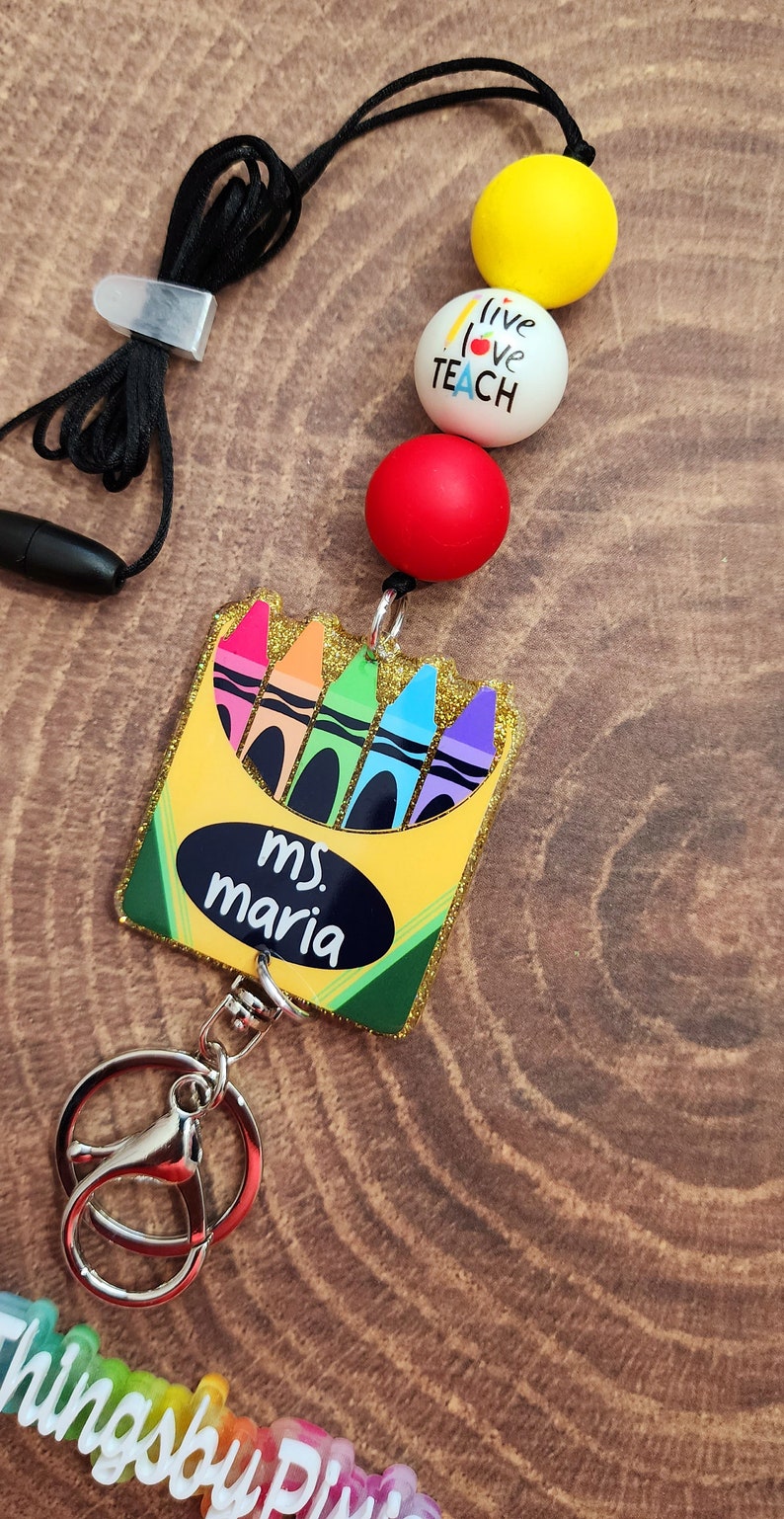 Personalized Crayon Box Lanyard Teacher Lanyard School - Etsy
