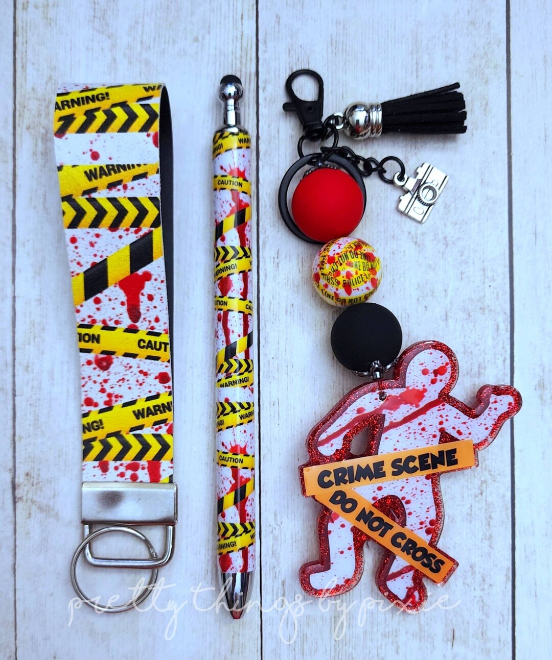 True Crime Body Chalk Outline Keychain/trye Crime Pen/true - Etsy