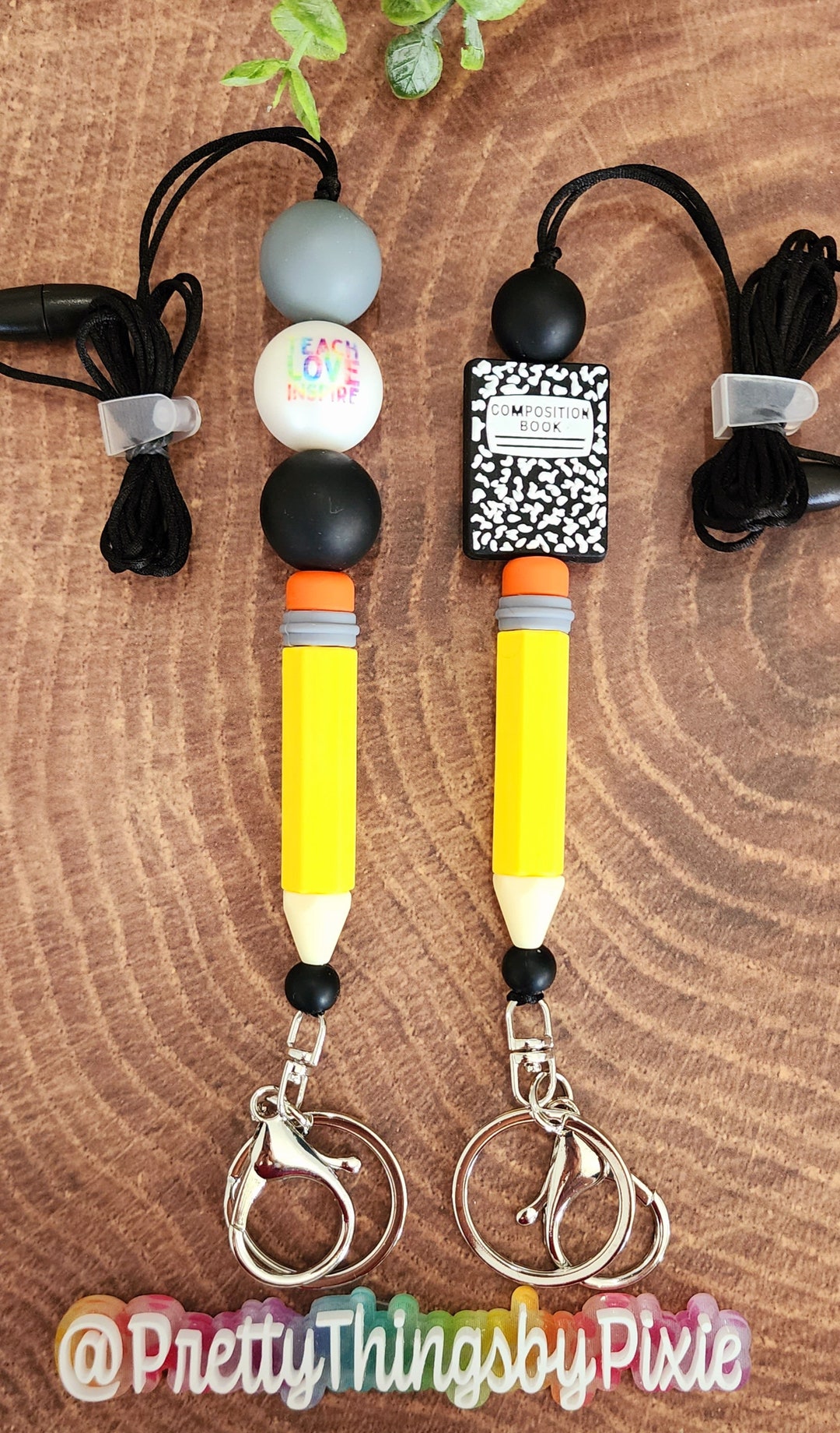 Teacher Lanyard| Back to School Lanyard| Silicone Pencil Bead| Beaded ...