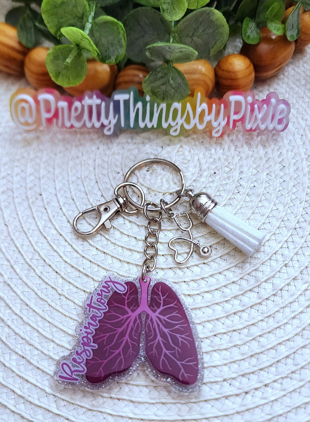 Floral Lung Keychain / Respiratory Therapist Keychain / Medical Keychain / RT Keychain ...