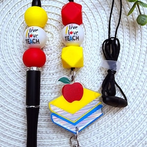 Live Love Teach Lanyard/teacher Lanyard/school Lanyard/beaded Lanyard ...