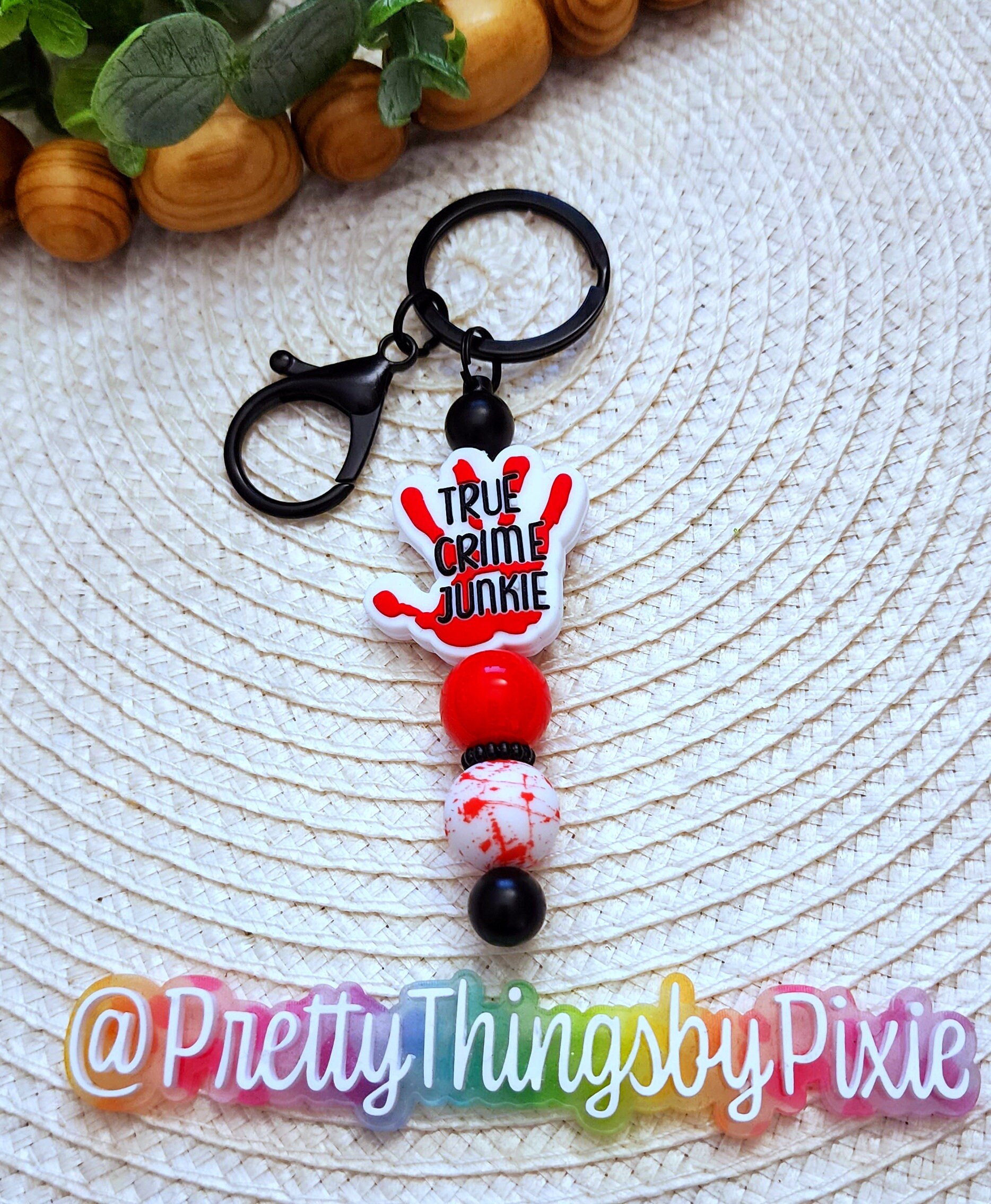 True Crime Keychain/true Crime Beaded Wristlet/true Crime - Etsy