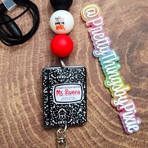Beaded Personalized Composition Notebook Teacher Lanyard | Teacher Gift ...