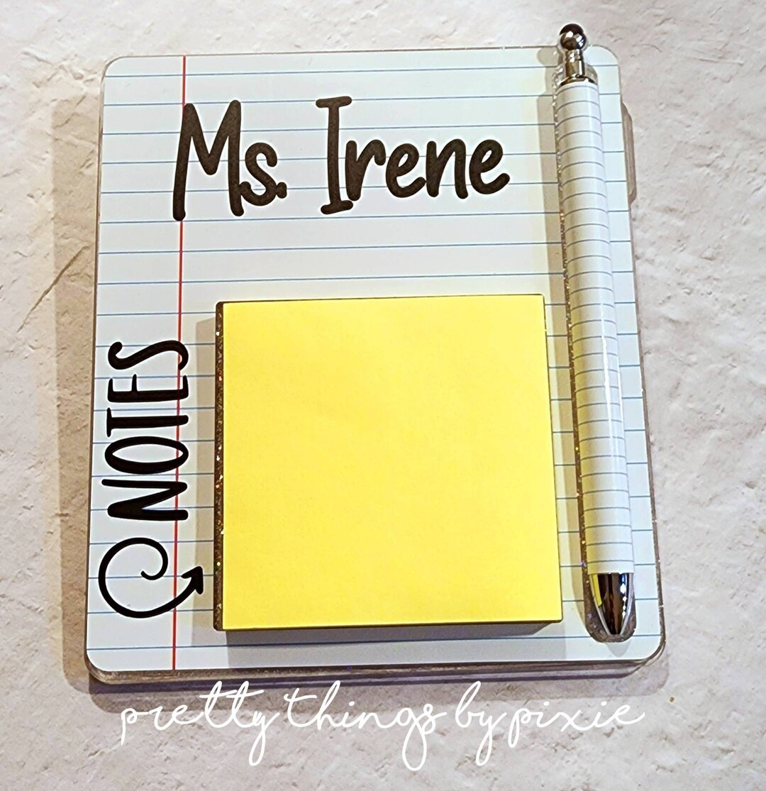 Teacher Sticky Notes Holder/note Holder With Pen Space/sticky Note ...