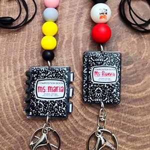 Beaded Personalized Composition Notebook Teacher Lanyard | Teacher Gift ...