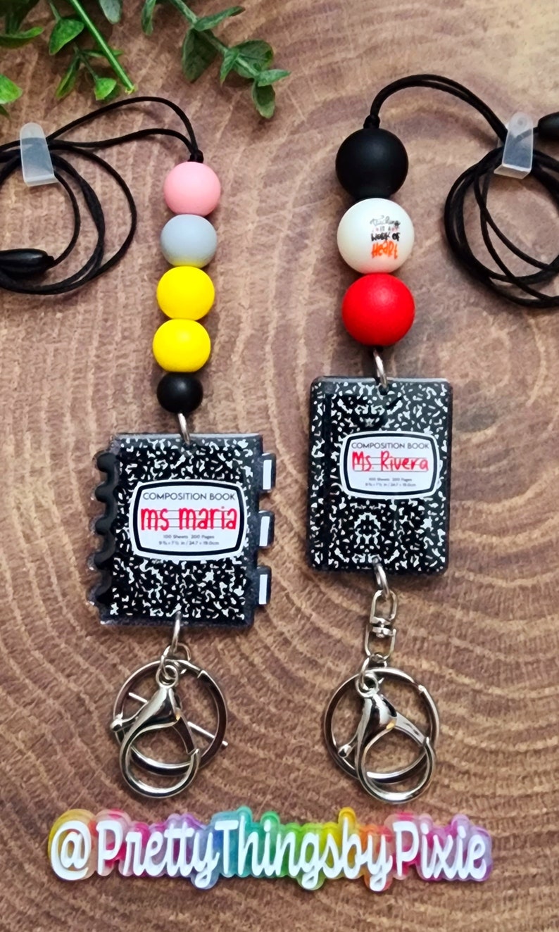 Beaded Personalized Composition Notebook Teacher Lanyard - Etsy