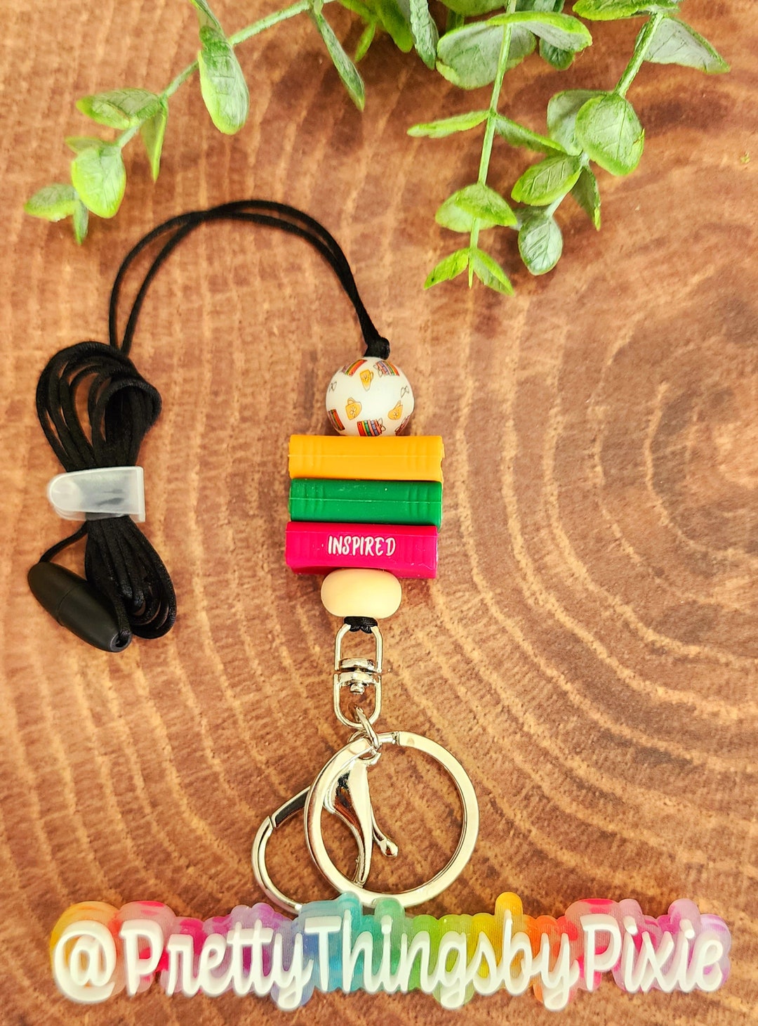 Books Lanyard/teacher Lanyard/school Lanyard/beaded Lanyard/gift for ...