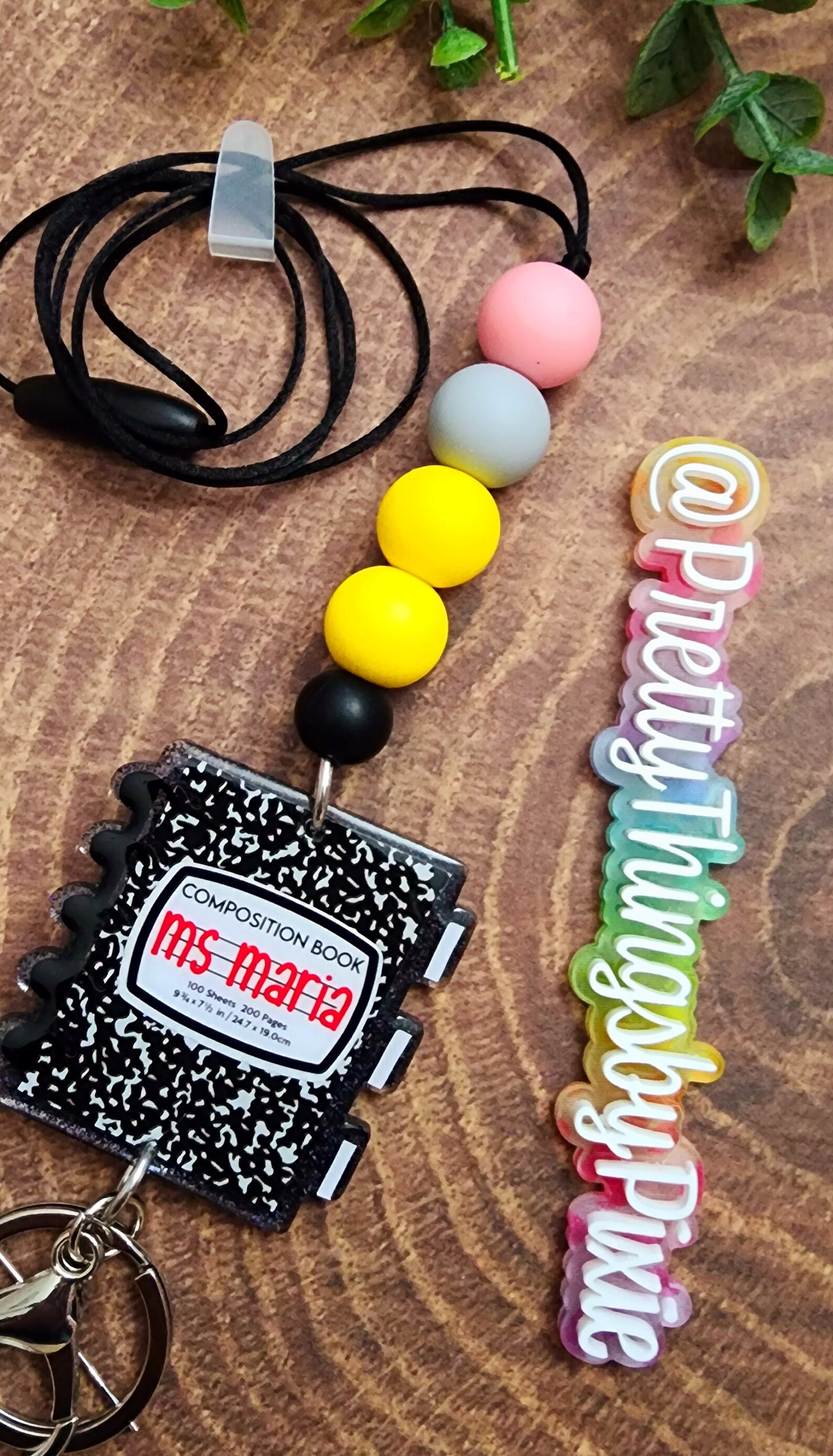 Beaded Personalized Composition Notebook Teacher Lanyard | Teacher Gift ...