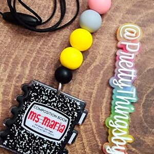 Beaded Personalized Composition Notebook Teacher Lanyard | Teacher Gift ...