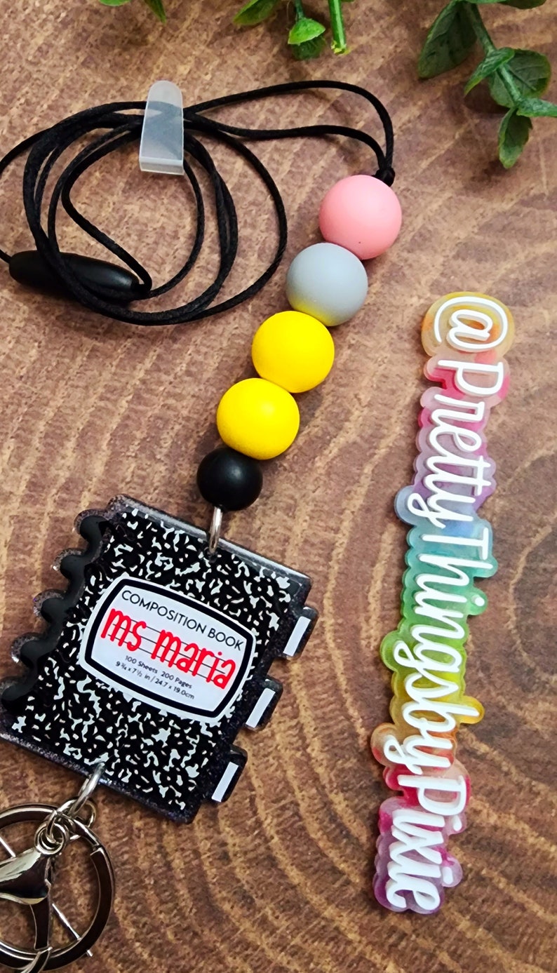 Beaded Personalized Composition Notebook Teacher Lanyard | Teacher Gift ...