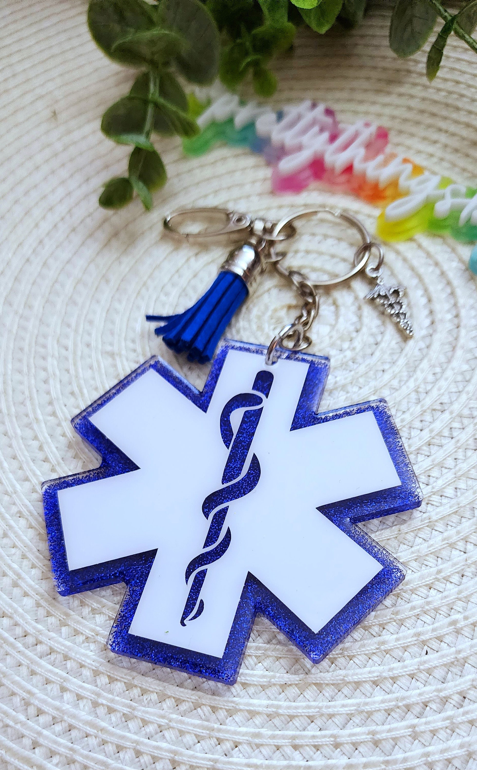 EMS Keychain, Star of Life Keychain, Paramedic, EMT, EMS, Star of Life ...