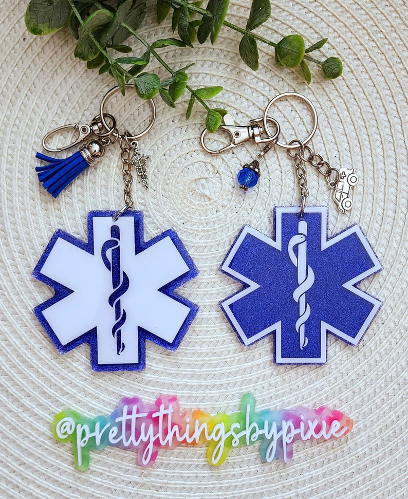 EMS Keychain, Star of Life Keychain, Paramedic, EMT, EMS, Star of Life ...