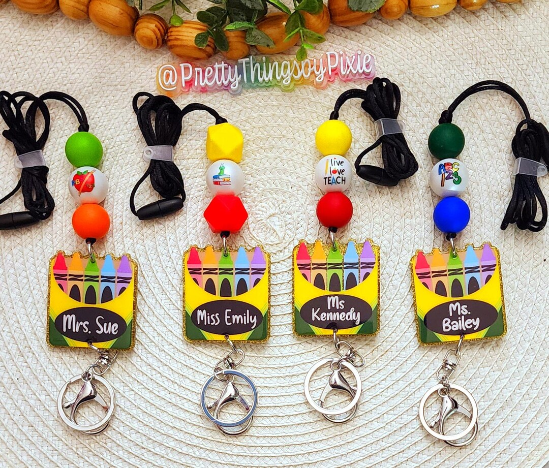 Personalized Crayon Box Lanyard, Teacher Lanyard, School Lanyard ...