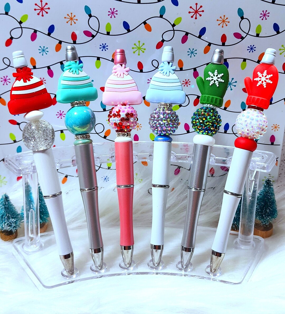 Christmas Beaded Pens| Holiday Pens| Festive Pens| Silicone Beads ...