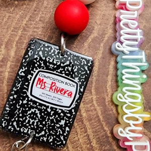 Beaded Personalized Composition Notebook Teacher Lanyard | Teacher Gift ...