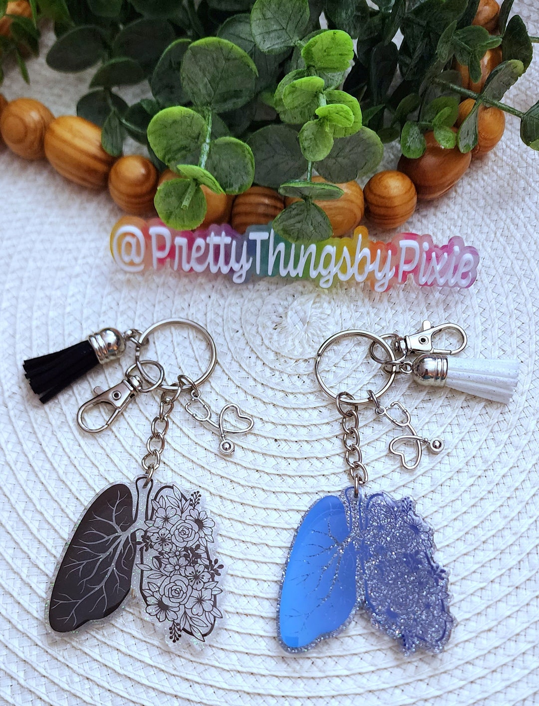 Floral Lung Keychain / Respiratory Therapist Keychain / Medical ...
